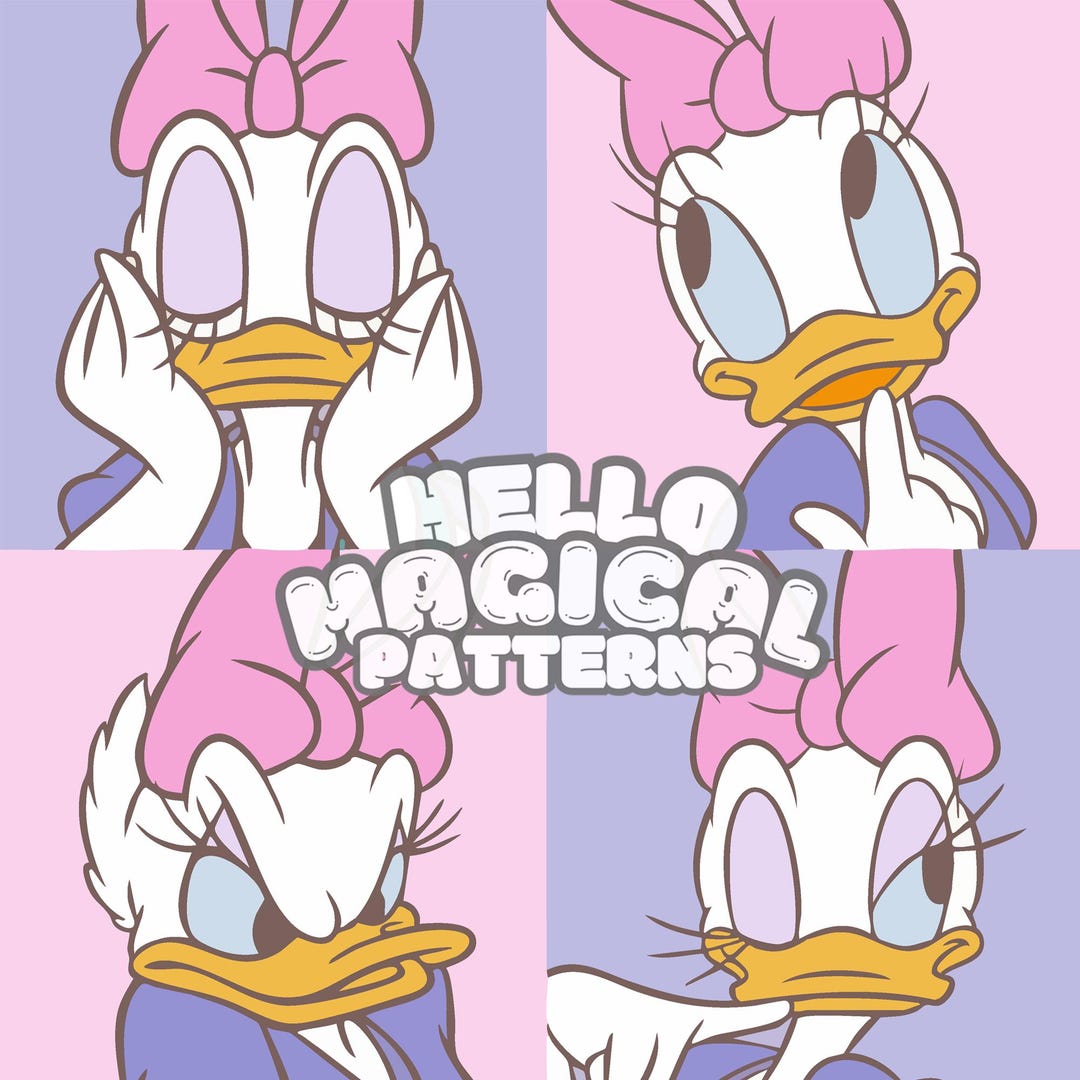 Magical Duck Seamless Pattern, Cartoon Duck Emotions Seamless Pattern ...
