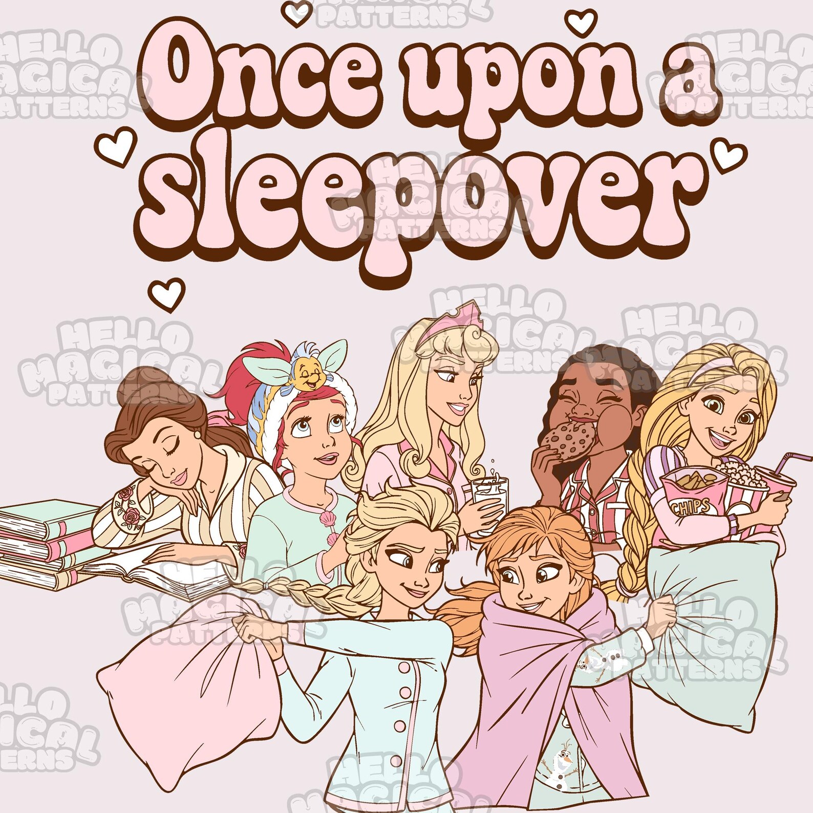 Princess Pajama Party Sublimation File, Once Upon a Sleepover ,PNG File ...