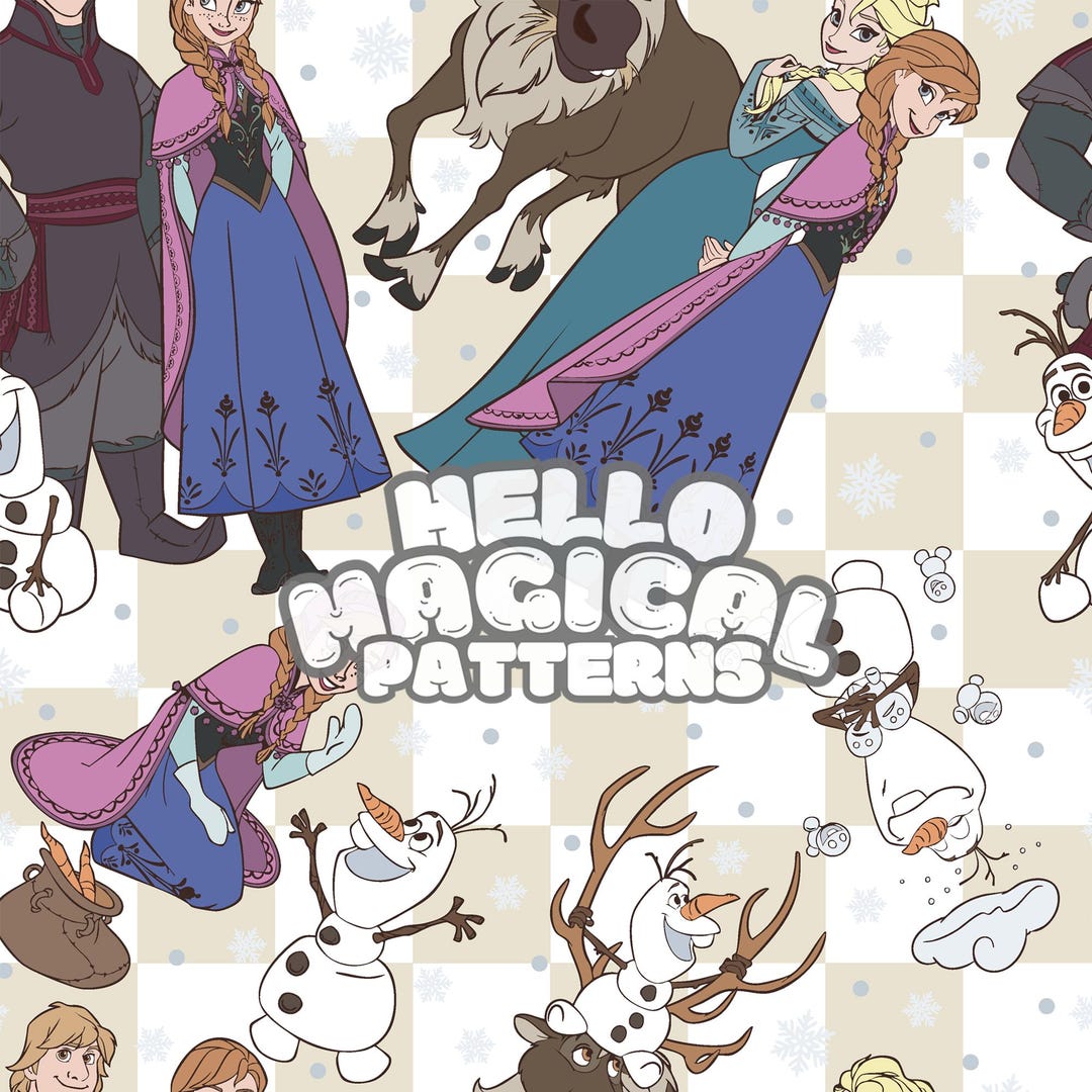 Cartoon Winter Princess Seamless Pattern (JPG Digital Download) - Etsy