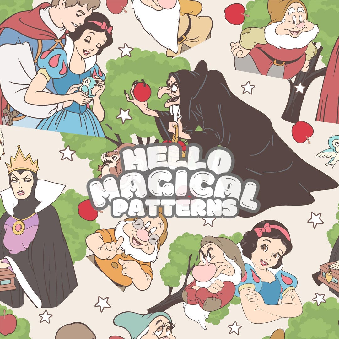 Magical Princess Seamless Pattern: Cartoon Apple Princess (RGB & CMYK ...