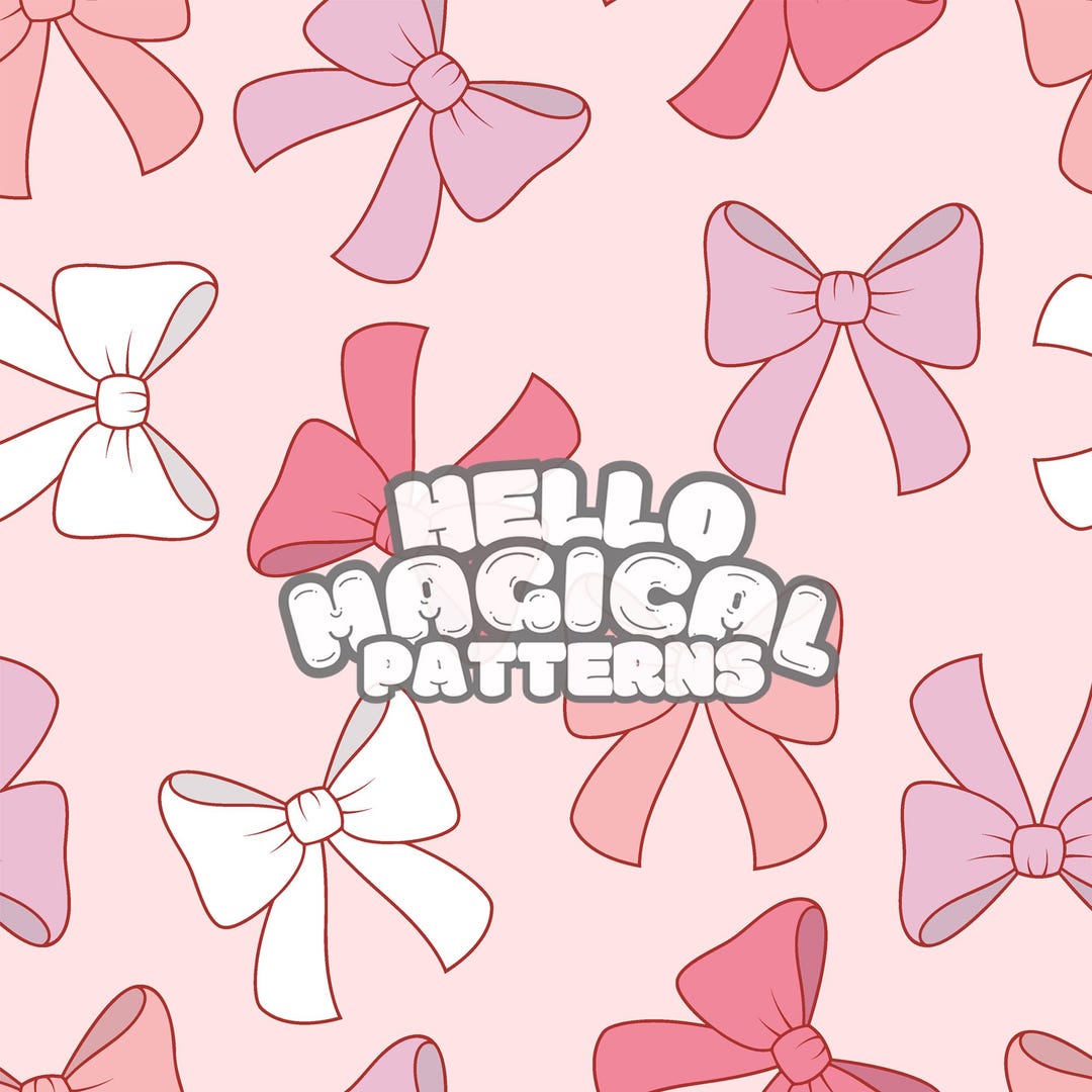 Pink Bows Girly Seamless Pattern, Cute Colors Bows Seamless Design ...
