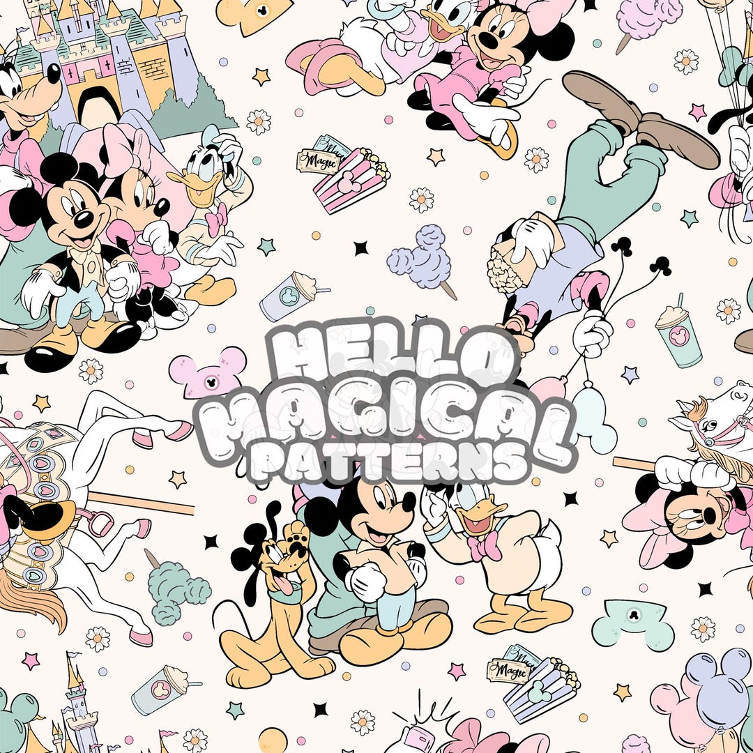 Cartoon Mice Seamless Pattern: Magical World Design (RGB & CMYK Files ...