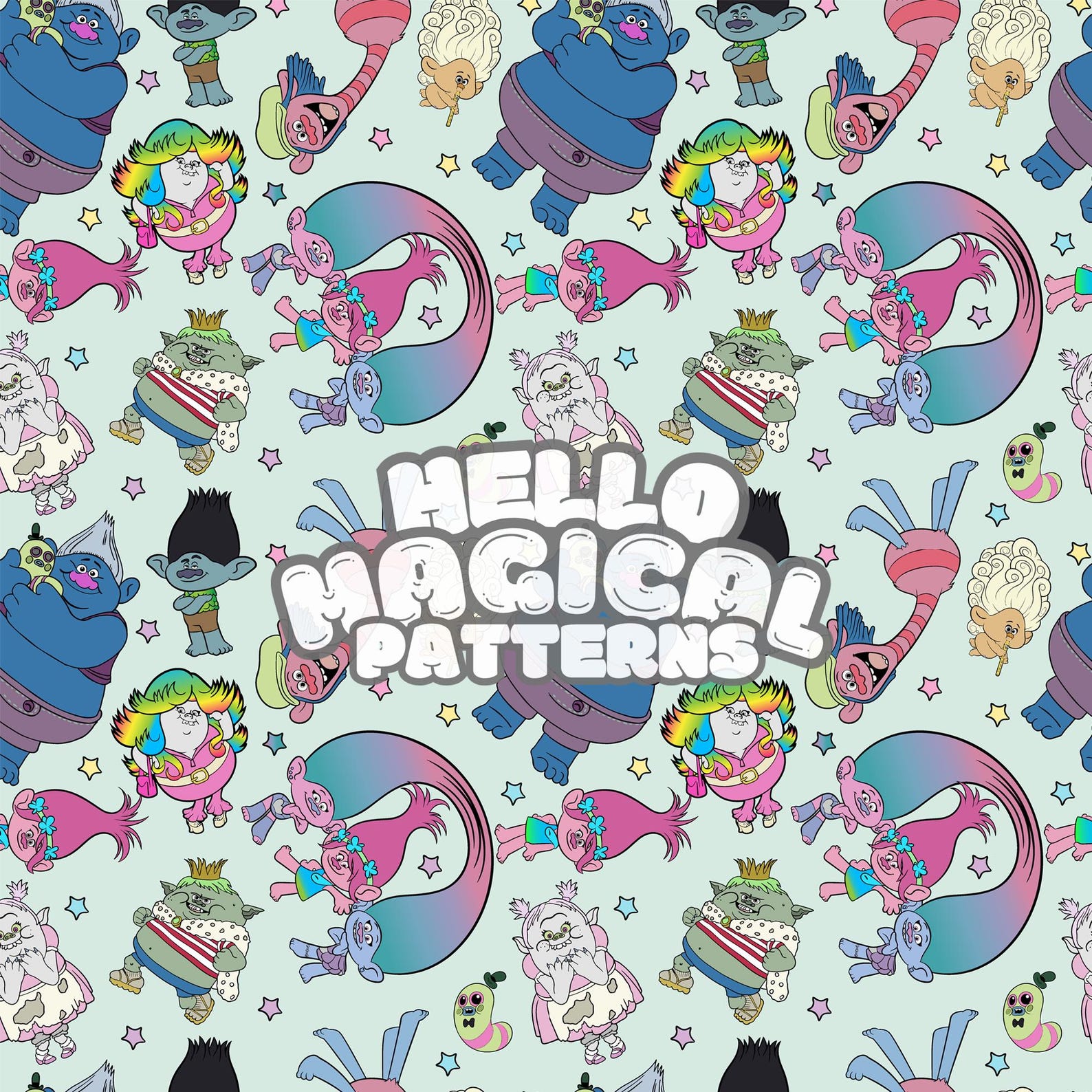 Magical Trolls Seamless Pattern, Seamless Cute Monsters Pattern, Fabric ...