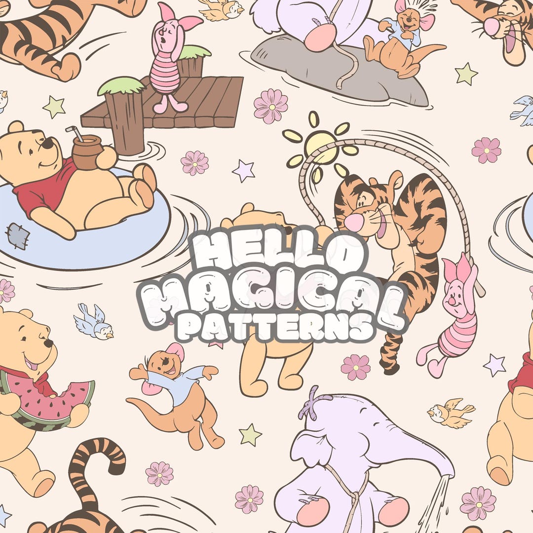 Cartoon Bear and Friends Seamless Pattern: Printable File (RGB & CMYK ...