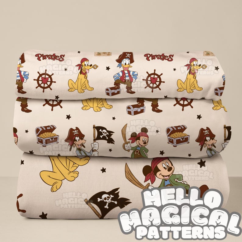 Pirates Friends Seamless Pattern, Cartoon Mouse and Friends Repeating ...