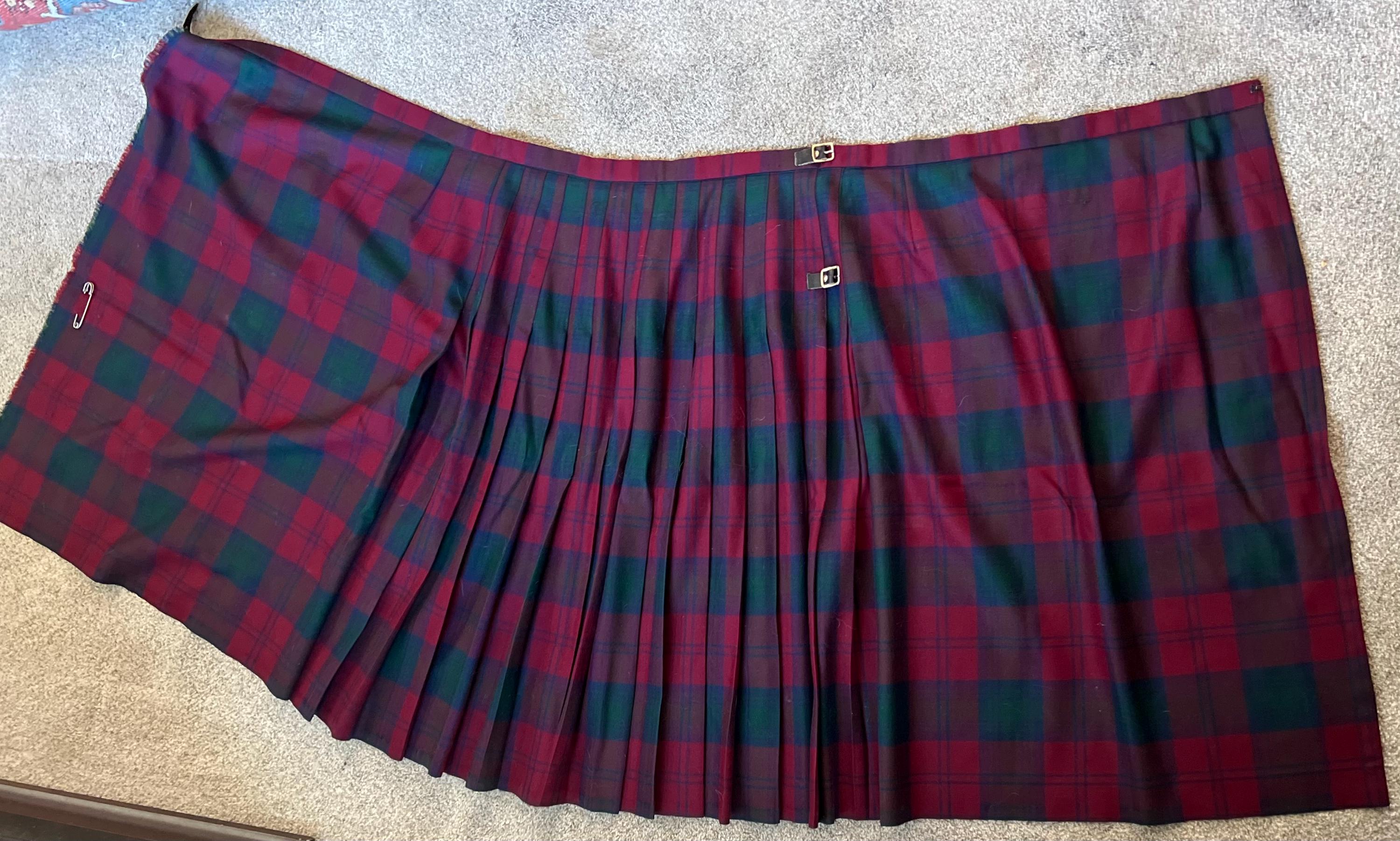 Vintage KILTMAKER Hector Russelll House Plaid Kilt Skirt. 100% Wool. Made in Inverness, Scotland ...