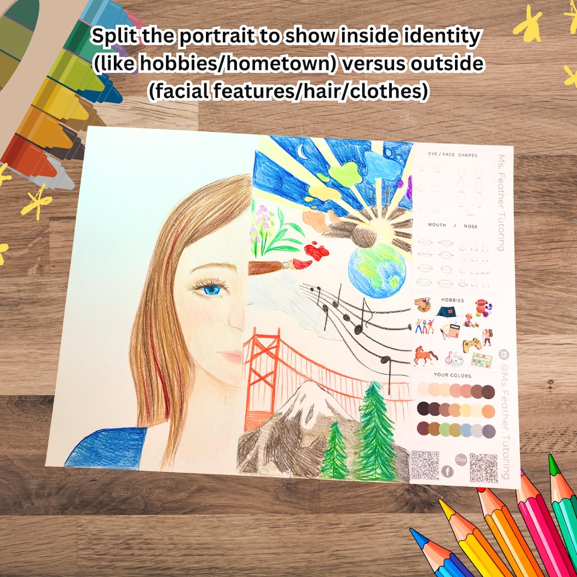 Self Portrait Printable Guide PDF Download (inside Out Art Project) - Etsy