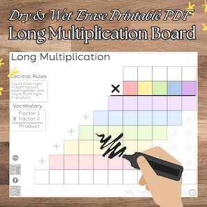 Long Multiplication Printable PDF Map Poster Study Guide Cheat Sheet ...