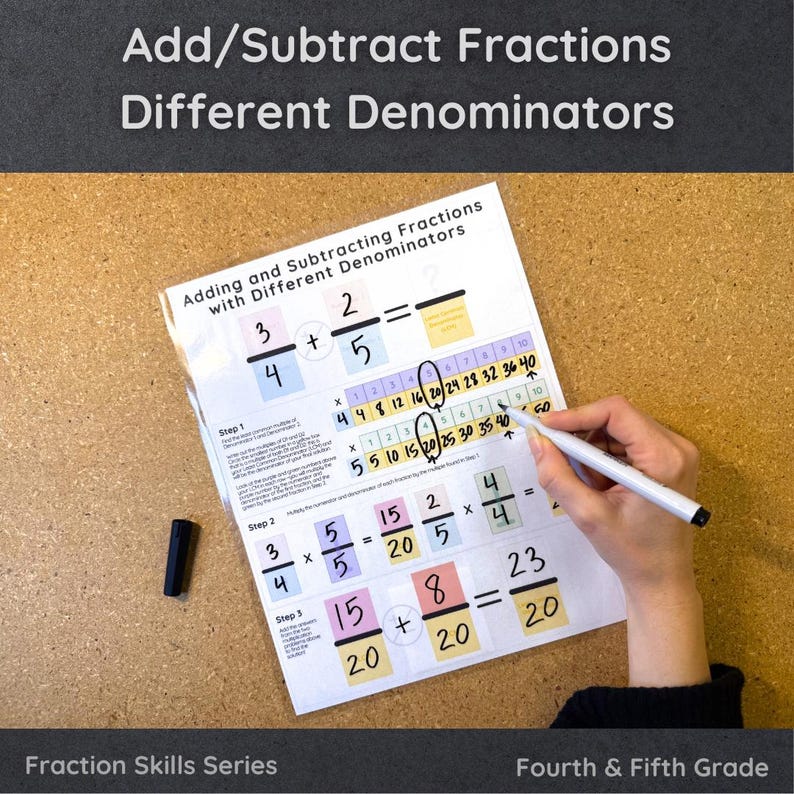 Adding And Subtracting Fractions Different Denominators Least Common Lcm Lcd Laminate Dry Wet