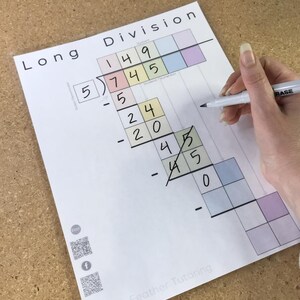 Long Division Printable PDF PNG Map Poster Study Guide Cheat Sheet ...