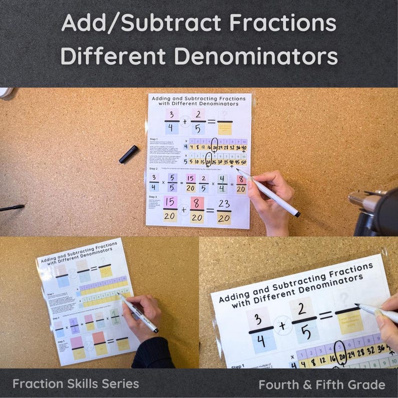 Adding And Subtracting Fractions Different Denominators Least Common Lcm Lcd Laminate Dry Wet