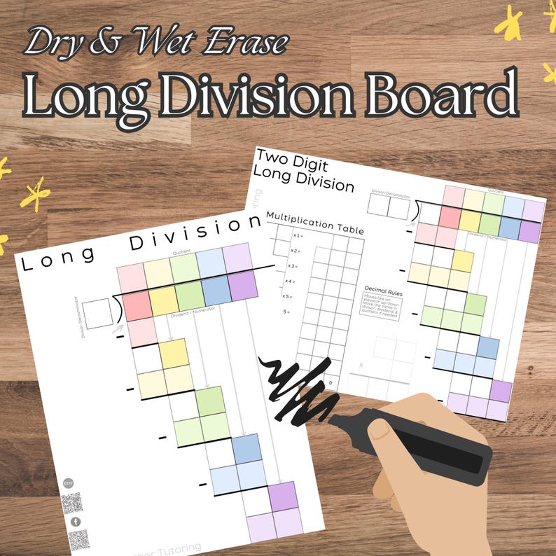 Long Division Printable PDF Map Poster Study Guide Cheat Sheet Activity ...