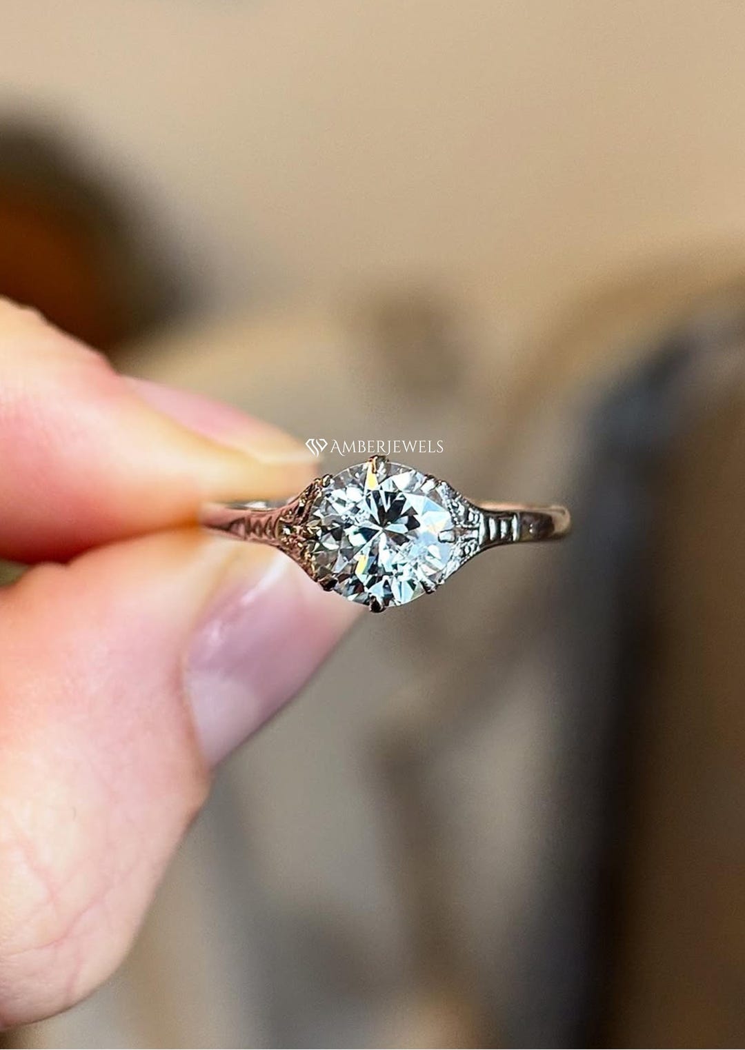 Vintage Split Shank 2.00 CT Old Mine Cut Diamond Wedding Ring, 14k ...