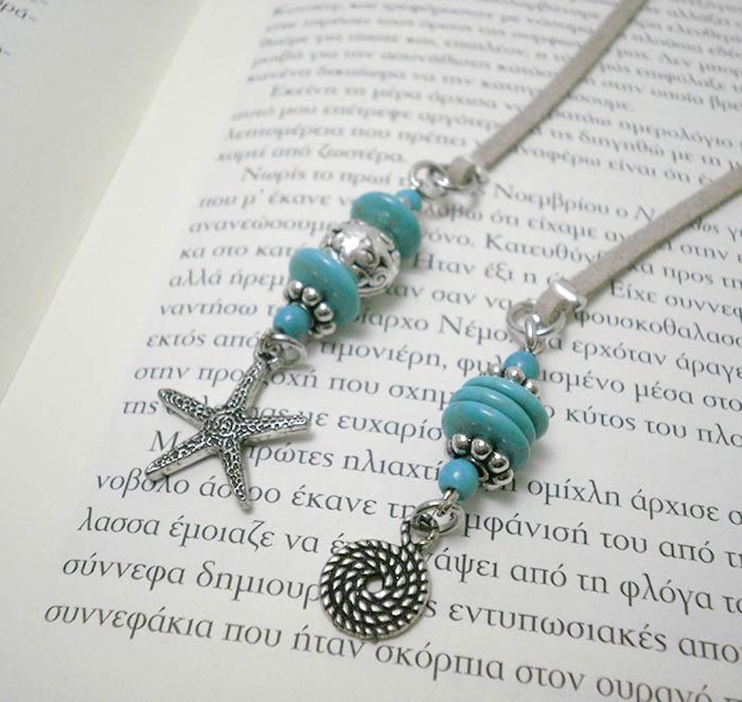 Leather Cord Bookmark, Book Thong With Charms, Teacher Bookmark Gift ...