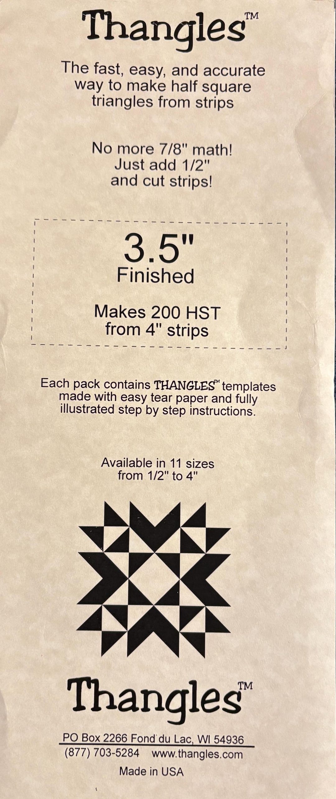 Thangles 3.5" Half Square Triangle Paper Templates - Etsy