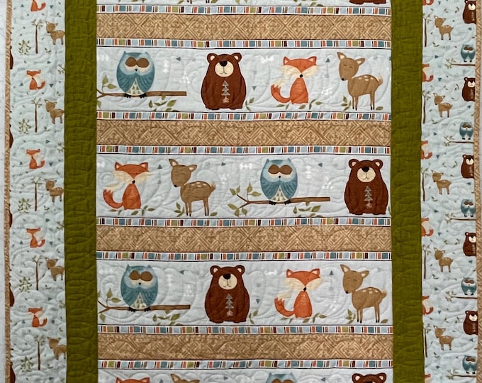 Forest Animal Baby Quilt Tan - Etsy