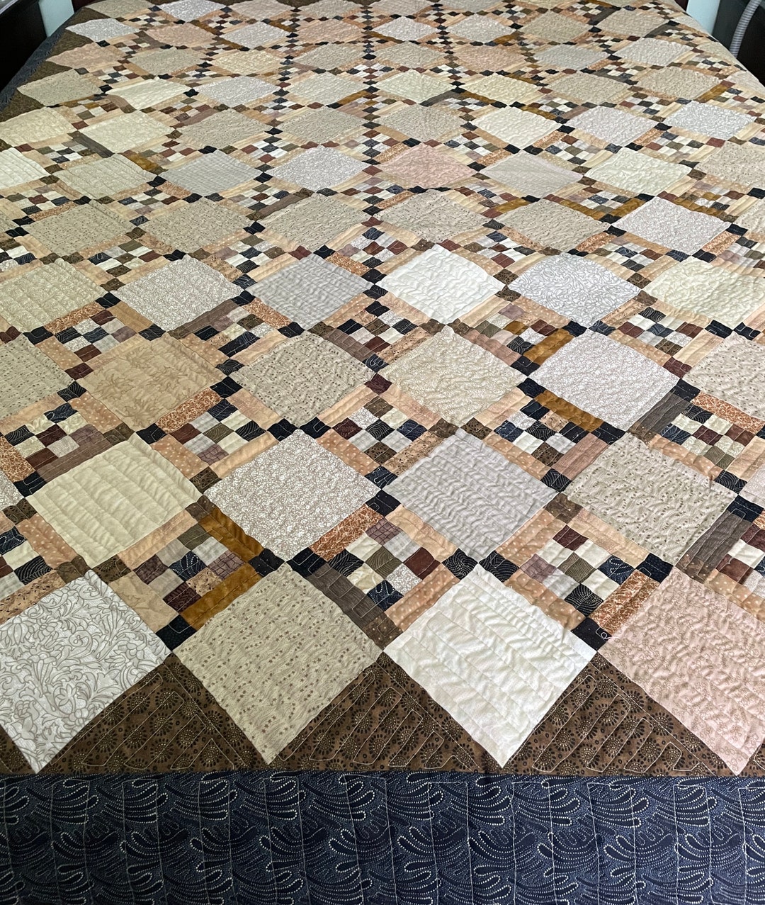 Tan and Black Squares Quilt - Etsy