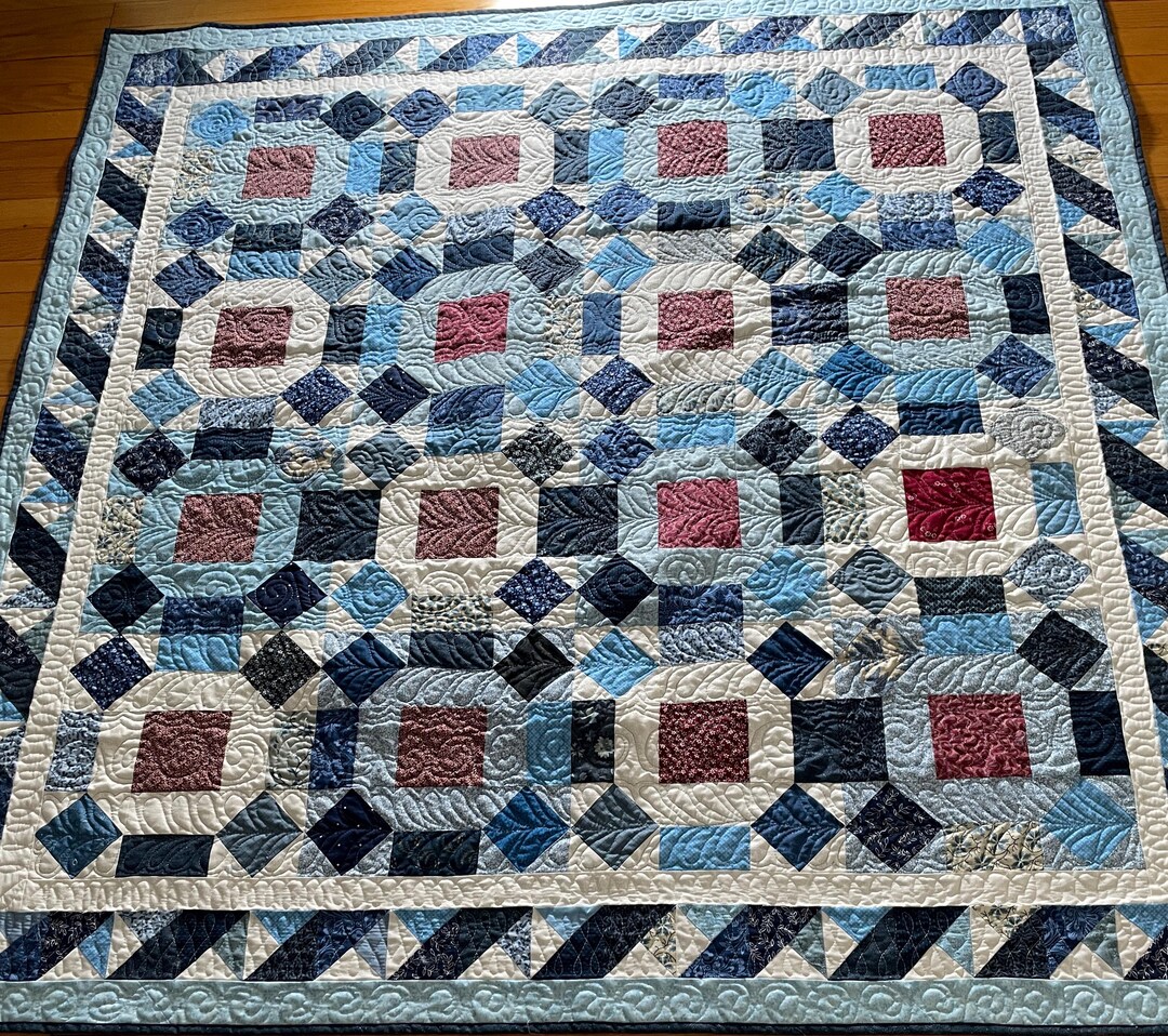 Blue, White and Maroon Rolling Stones Quilt - Etsy
