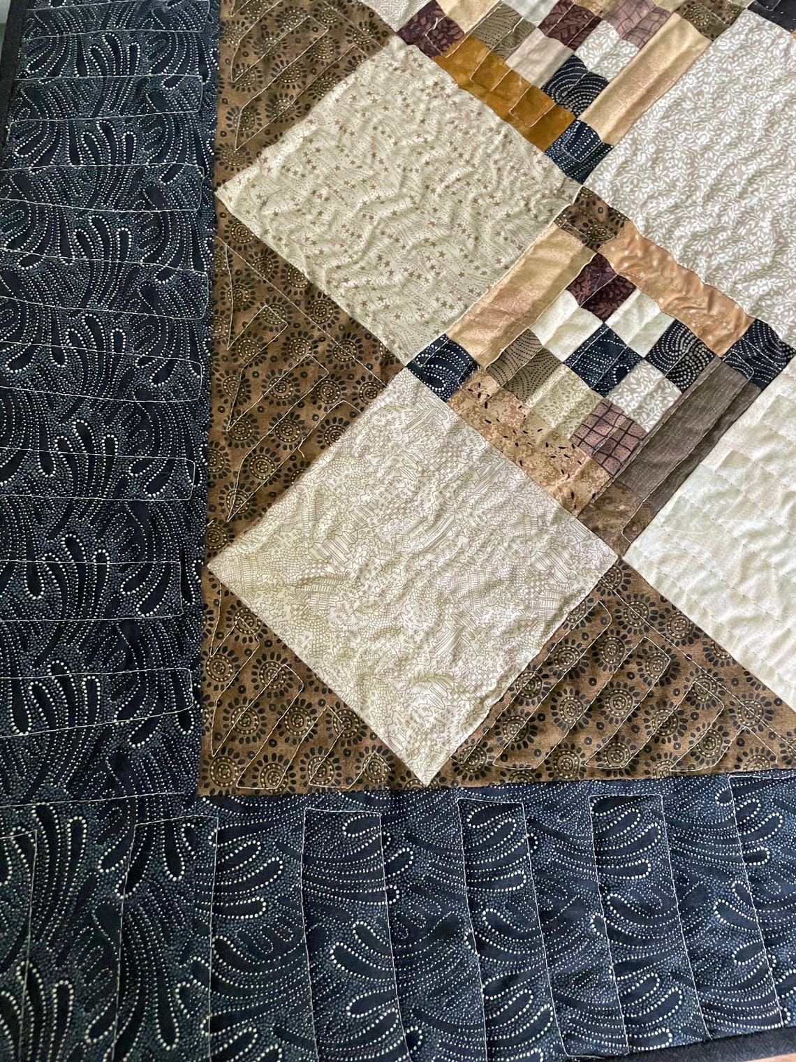 Tan and Black Squares Quilt - Etsy