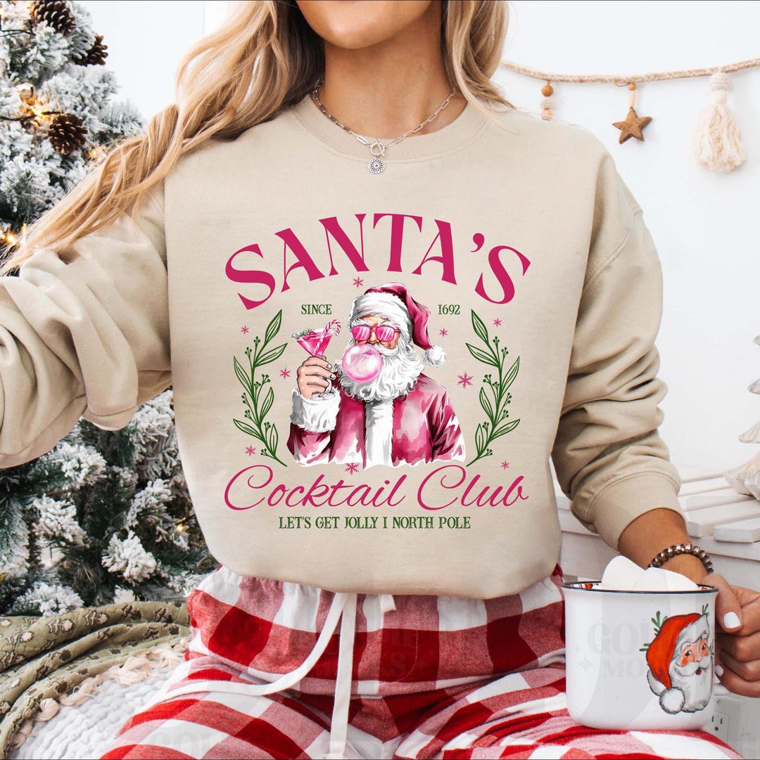Santas Cocktail Club PNG, Christmas Cocktails With Santa PNG, Trending ...
