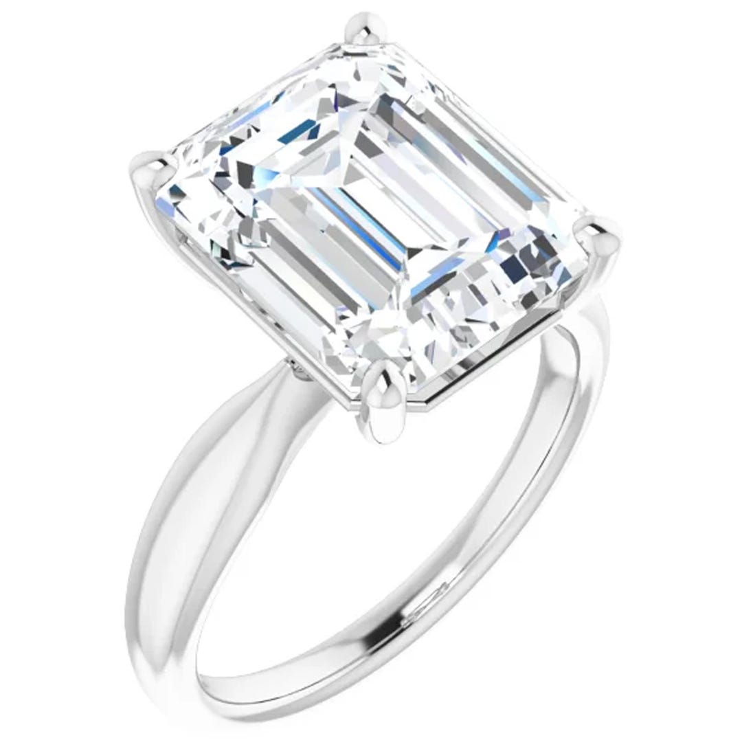 3 Carat Emerald Cut Lab Diamond Engagement Ring Tapered Solitaire - Etsy