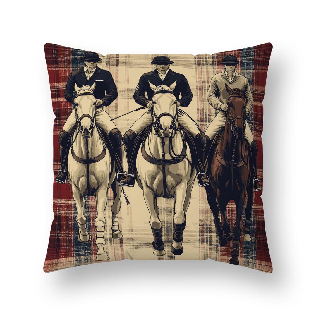 Equestrian Pillows Polo Horse Pillow Case Rider Decor Horseback Gift ...