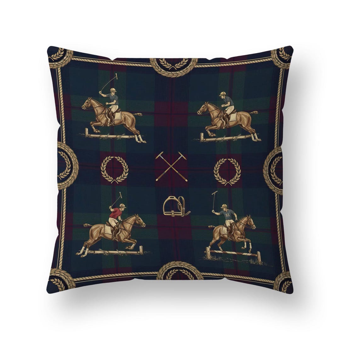 Equestrian Pillows, Polo Horse Pillow Cases, Tartan Design Pillow ...