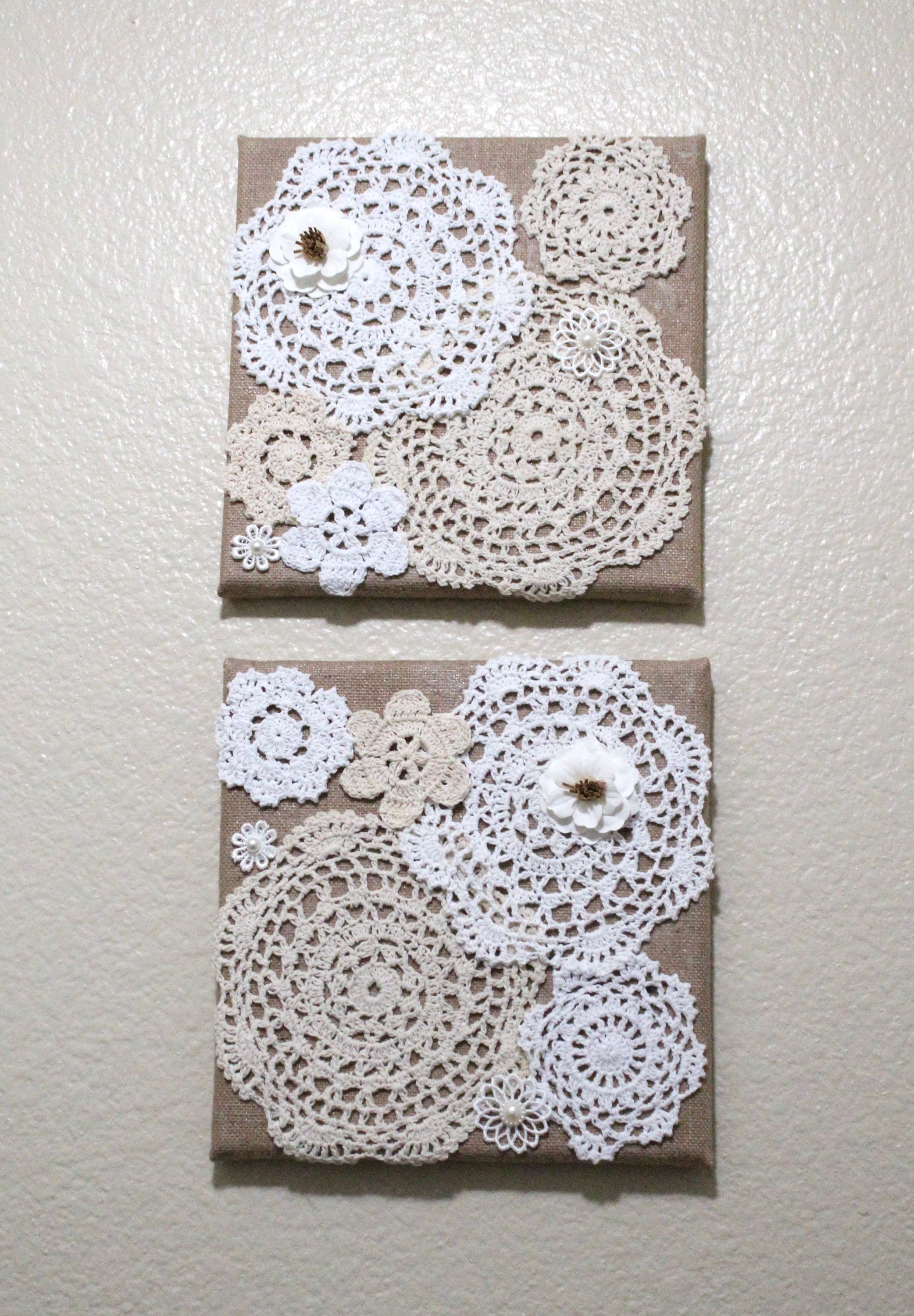 Crochet Doily Wall Art - Set of Two 10” X 10” - Etsy