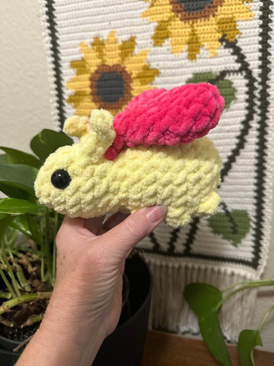 Crochet Love Bug Yellow With Pink Wings - Etsy