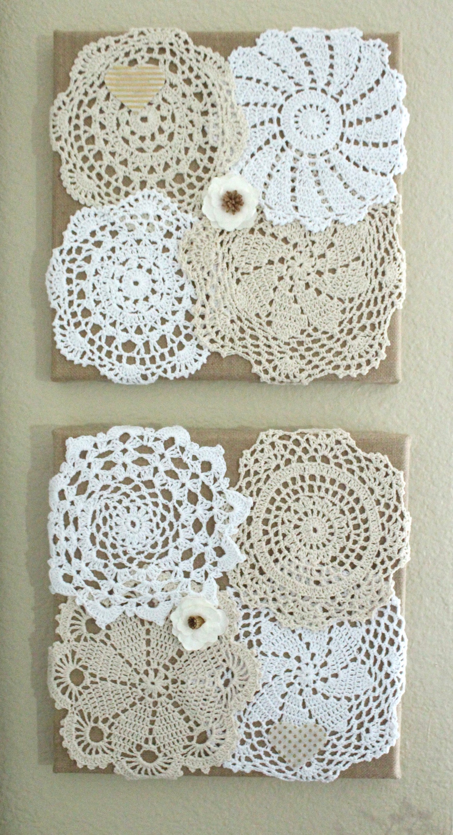 Crochet Doily Wall Art - Set of Two 10” X 10” - Etsy