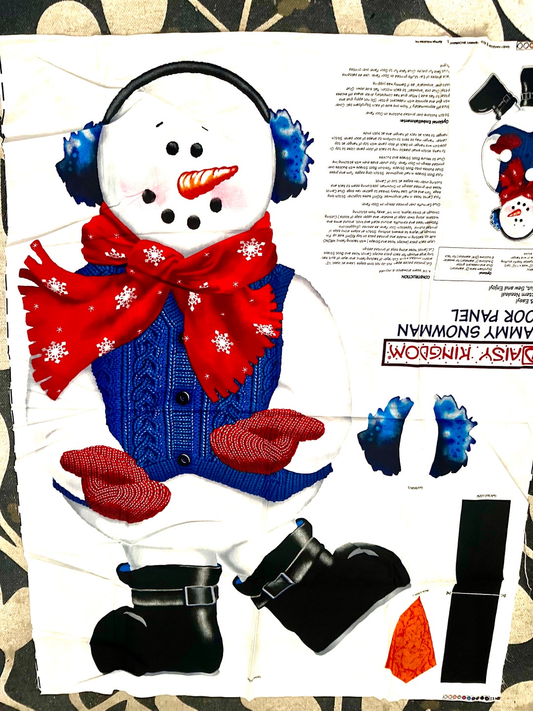 Daisy Kingdom Sammy Snowman Door Panel Fabric Panel Free Shipping. - Etsy