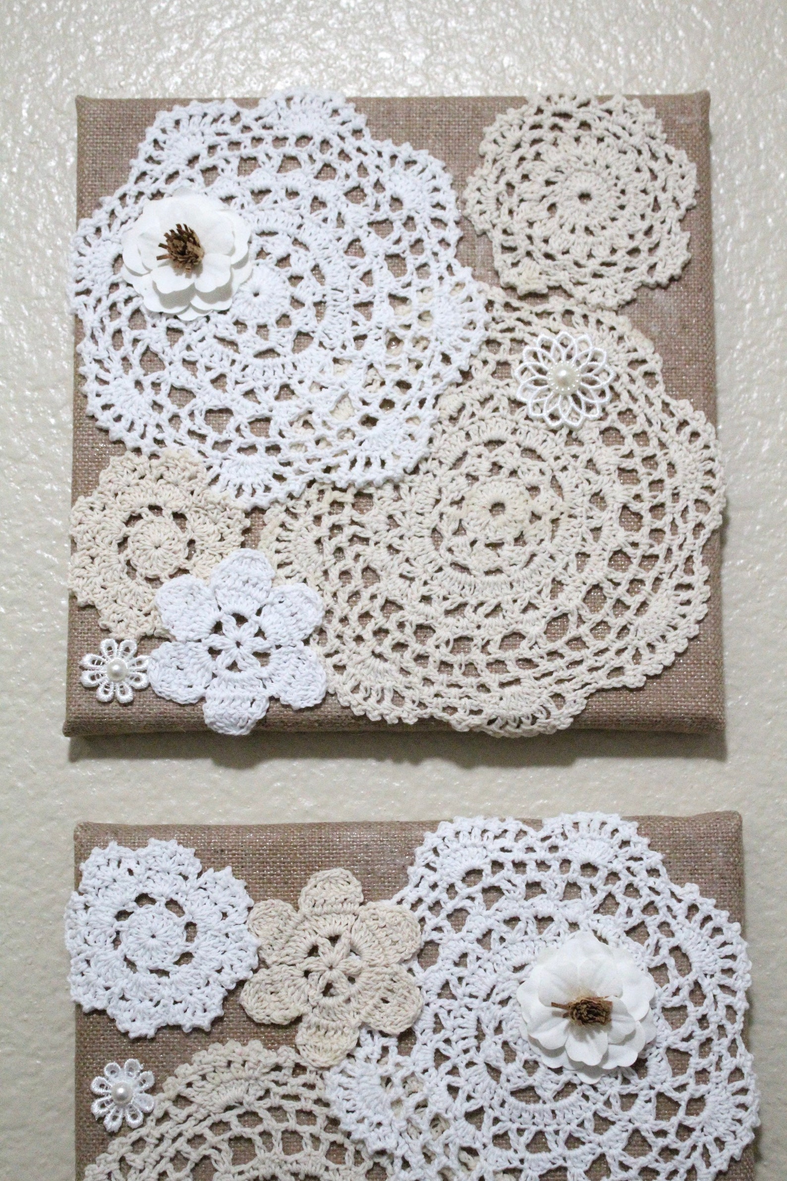 Crochet Doily Wall Art - Set of Two 10” X 10” - Etsy