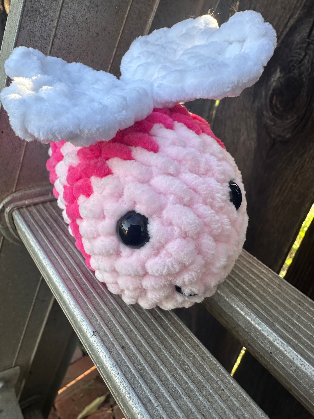 Crochet Pink Bees With White Heart Shaped Wings. - Etsy