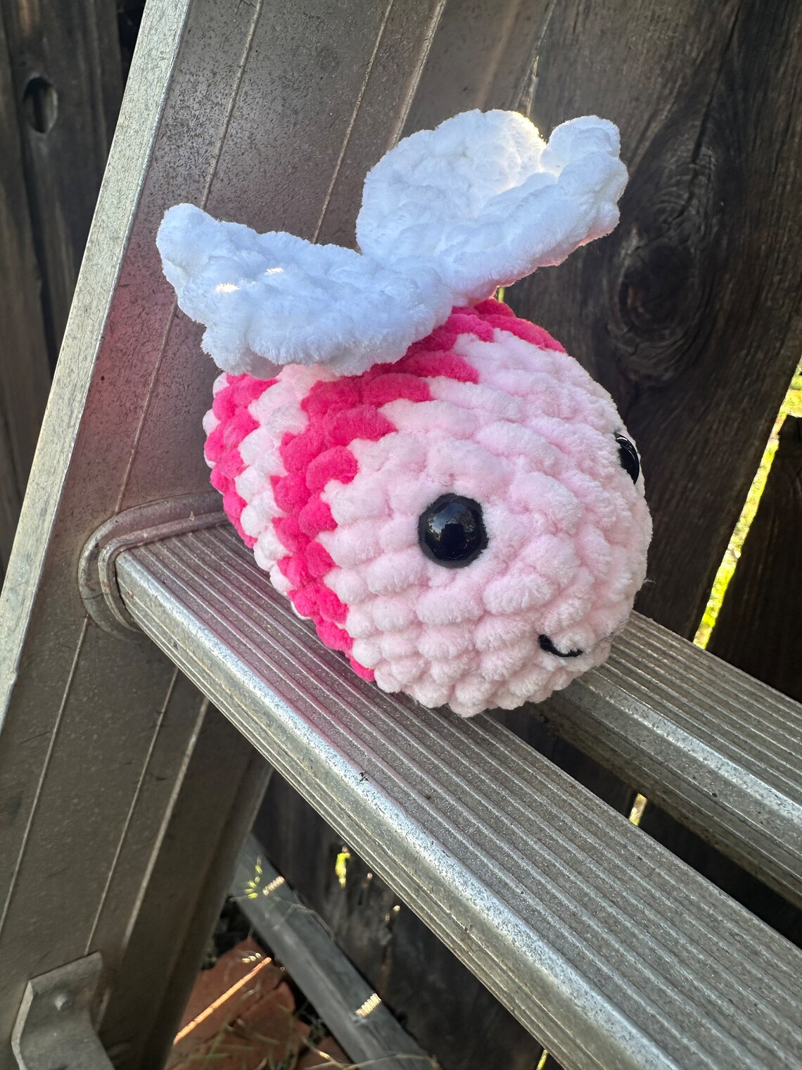 Crochet Pink Bees With White Heart Shaped Wings. - Etsy