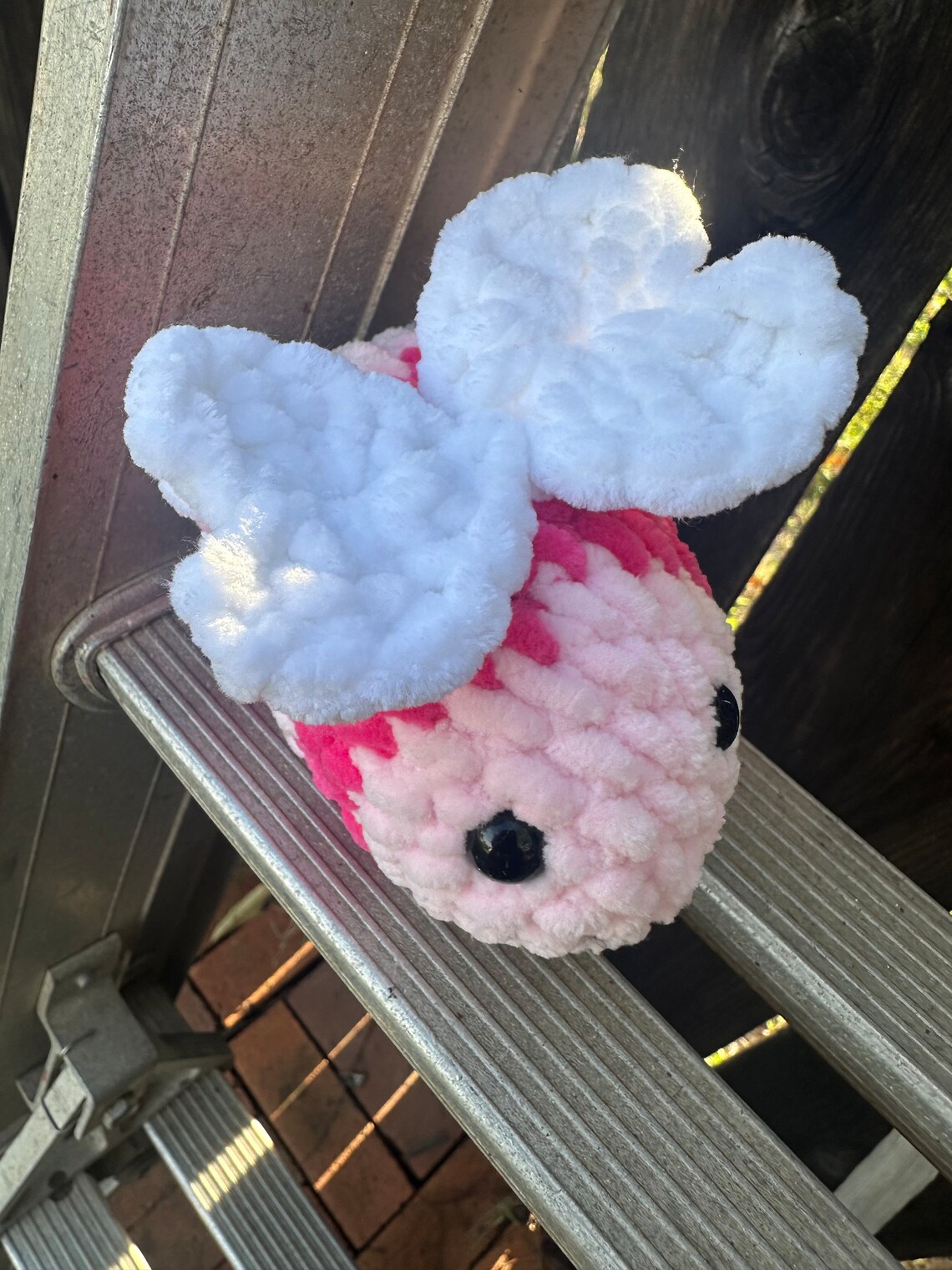Crochet Pink Bees With White Heart Shaped Wings. - Etsy