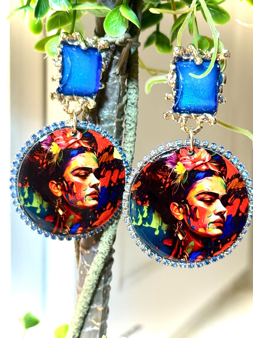 Bold Frida Kahlo Inspired Statement Earrings – Colorful Art Jewelry ...