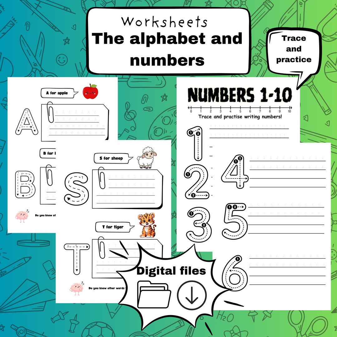 Worksheets: Alphabet, Numbers and Extra Practice - Etsy