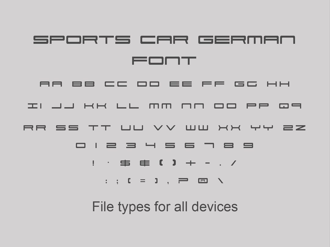 Sports Car German Font Svg Ttf Otf Eps Cricut & Silhouette Word ...