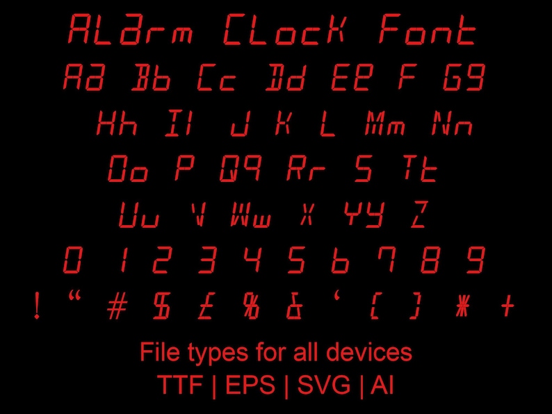 Alarm Clock Font | Svg | Ttf | Otf | Eps | Cricut & Silhouette | Word ...