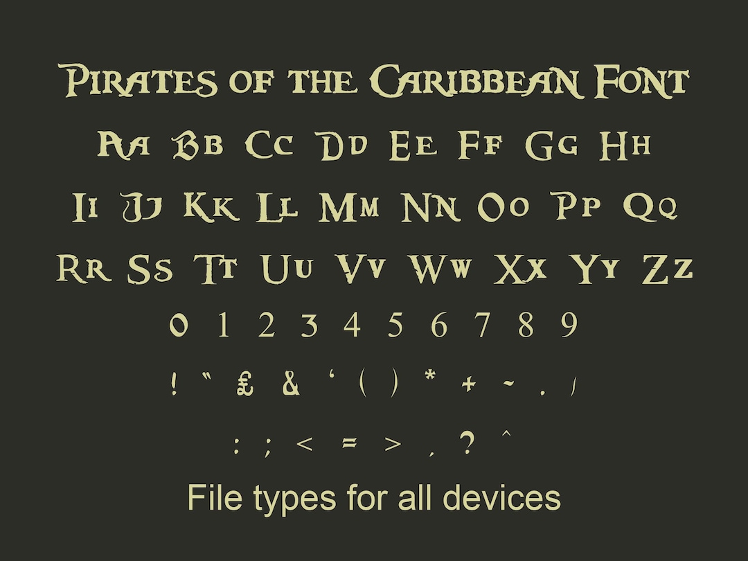 Pirates of the Caribbean Font | Svg | Ttf | Otf | Eps | Cricut ...