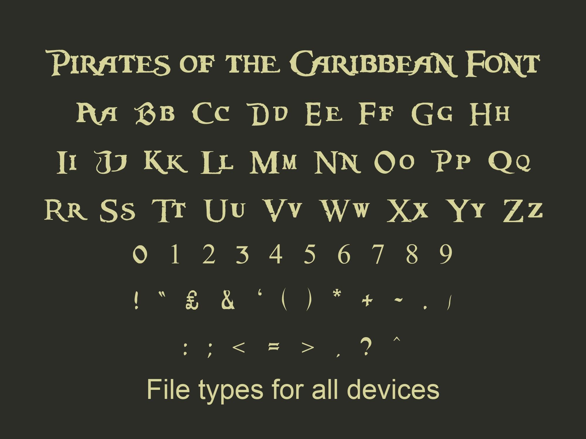 Pirates of the Caribbean Font | Svg | Ttf | Otf | Eps | Cricut ...