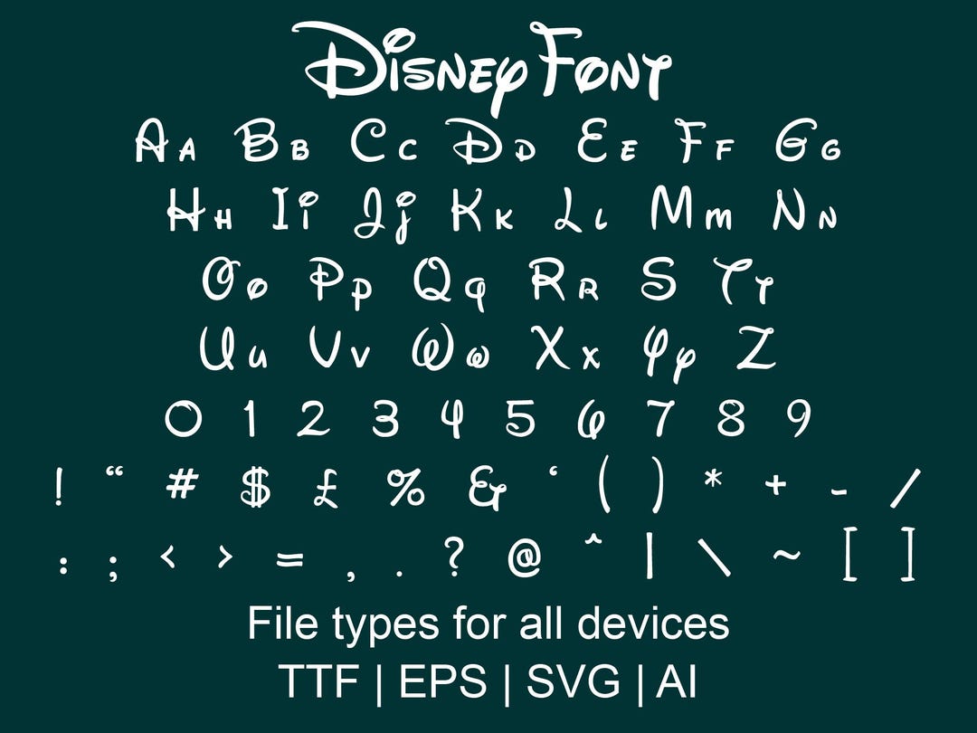Disney Font | Svg | Ttf | Otf | Eps | Cricut & Silhouette | Word ...