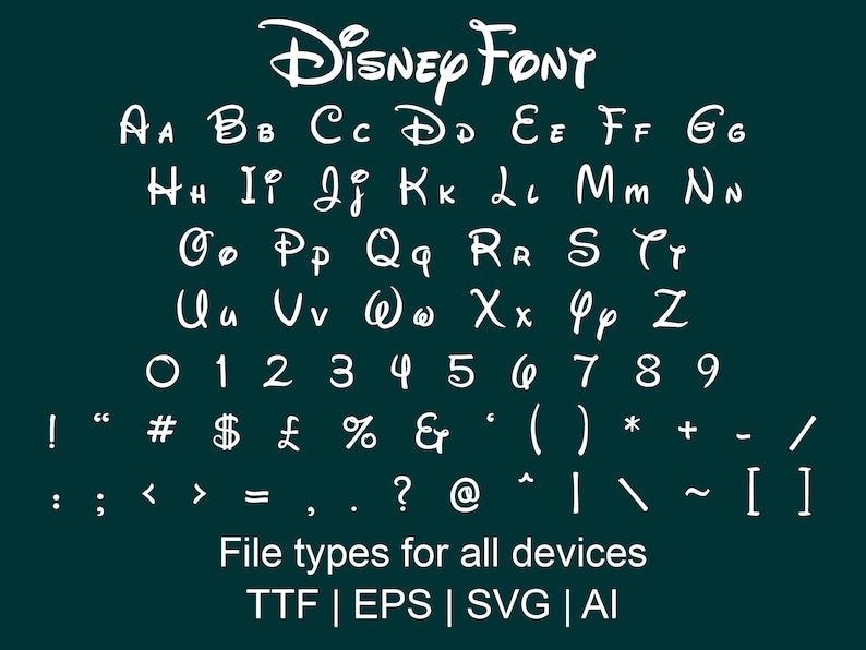 Disney Font | Svg | Ttf | Otf | Eps | Cricut & Silhouette | Word ...