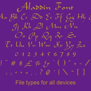 Aladdin Font | Svg | Ttf | Otf | Eps | Cricut & Silhouette | Word ...