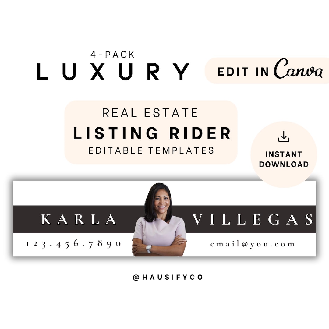 Real Estate Agent Rider Sign Template, Realtor Signs, for Sale Signs ...