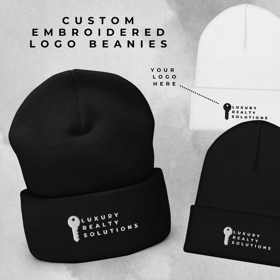Custom Business Brand Logo Beanies | Custom Gifts | Custom Logo Brand Awareness Accessories ...