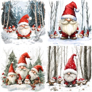24 Christmas Gnome Clipart Winter Gnome PNG Holiday Season Art ...