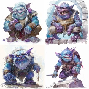 24 Fantasy Ogre Clipart Digital Download Blue Monster With Sword ...