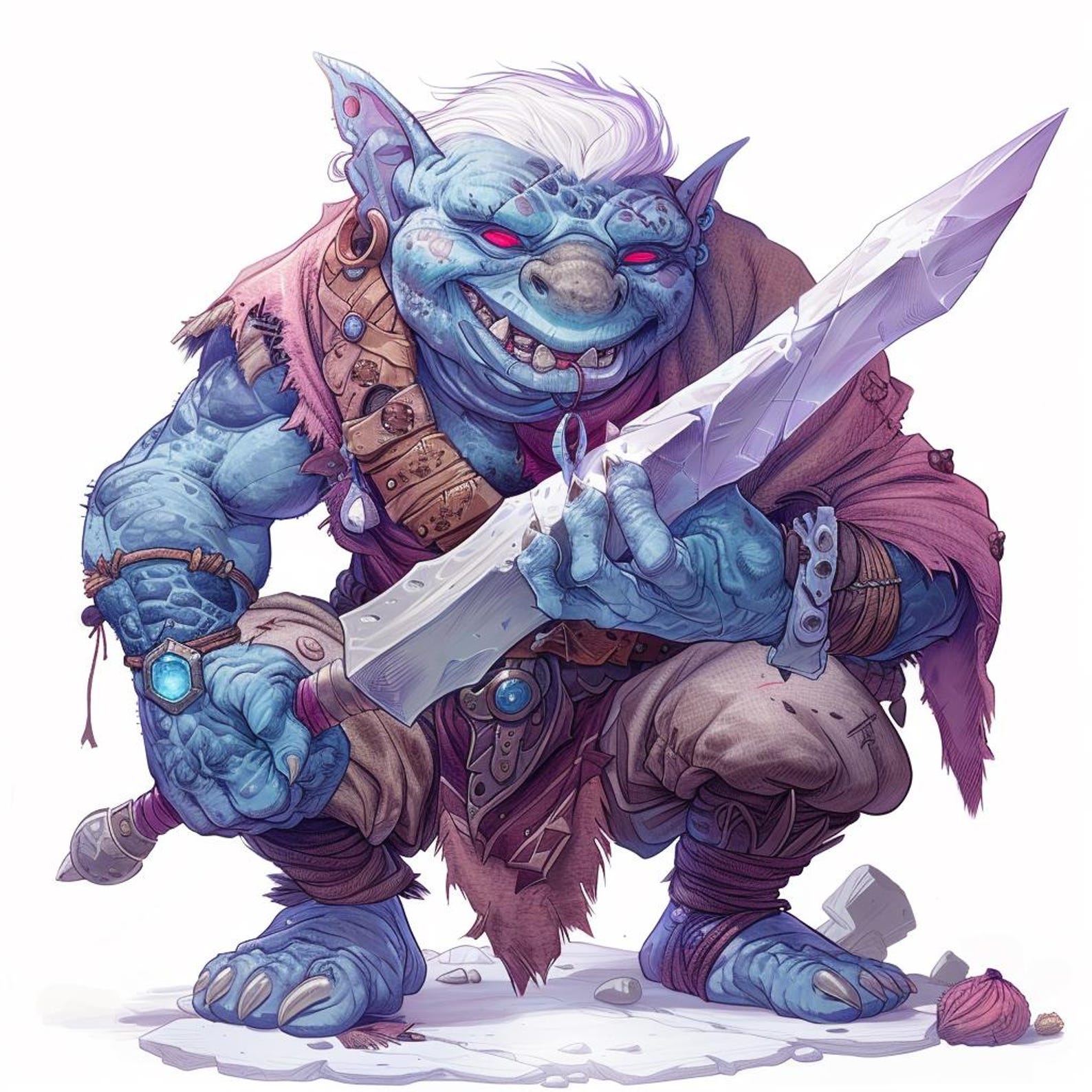 24 Fantasy Ogre Clipart Digital Download Blue Monster With Sword ...