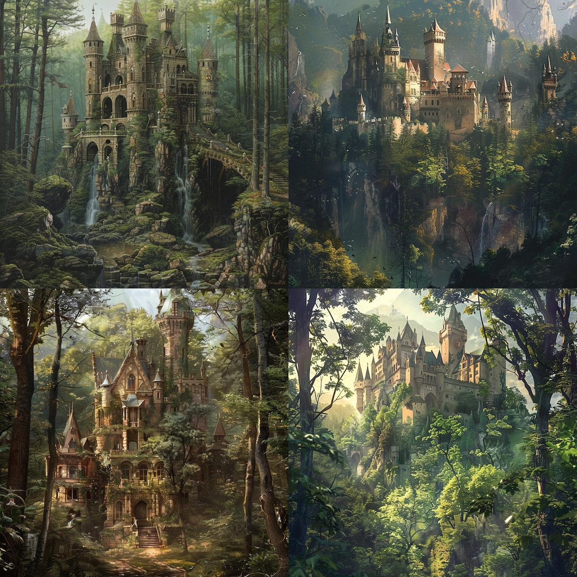24 Enchanted Forest Castle Clipart Fantasy Art Digital Download ...